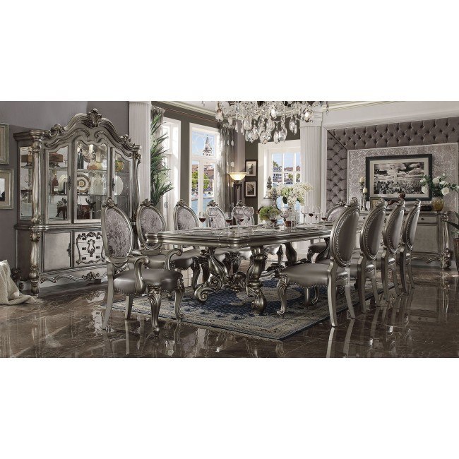 Versailles 136 Inch Dining Room Set (Antique Platinum) Acme Furniture ...