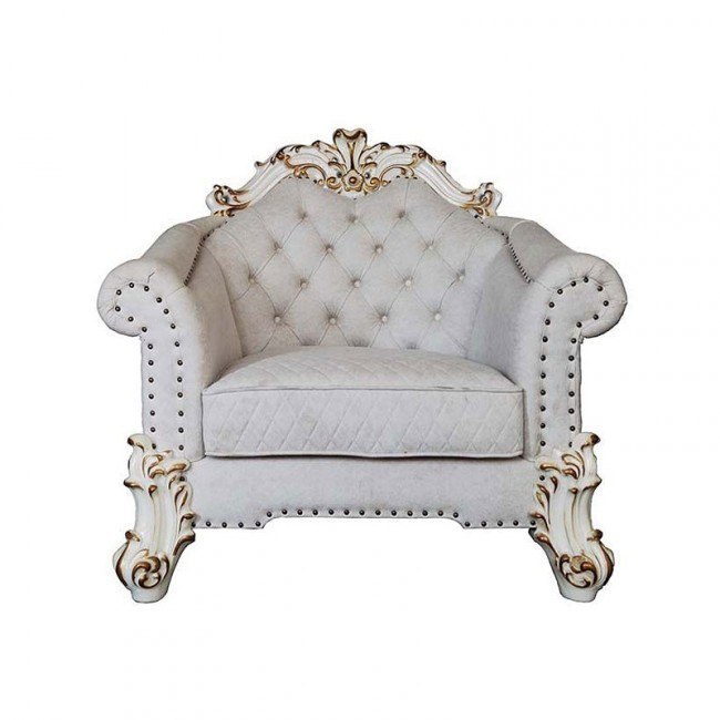 Vendome II Ivory Fabric Chair (Antique Pearl) Acme Furniture ...