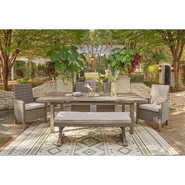 Beach Front Outdoor Dining Set W/ Beachcroft Chairs And Bench Signature ...